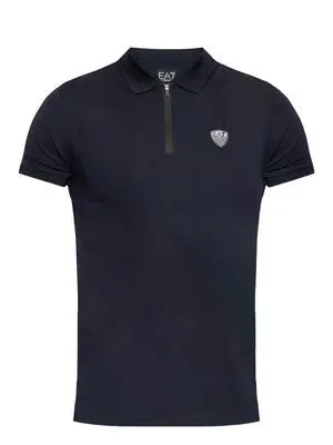 Emporio Armani Zip Logo Polo Shirt - Blue