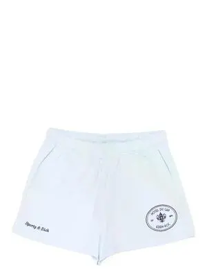SPORTY & RICH Eden Crest Embroidered Mini Shorts - Blue