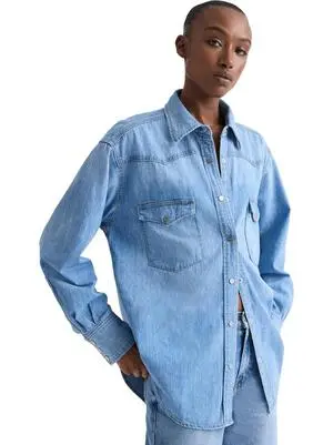 TWP Oversized Rancher Denim Shirt - Vintage Wash