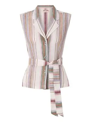 EMPORIO SIRENUSE Denia Striped Linen Vest - Multi
