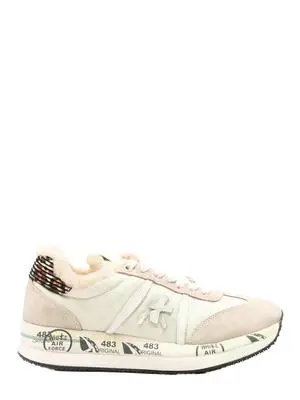 Premiata Shearling-trim Sneakers - Neutrals