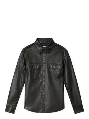 MARANT ETOILE Noee Faux Leather Shirt - Black