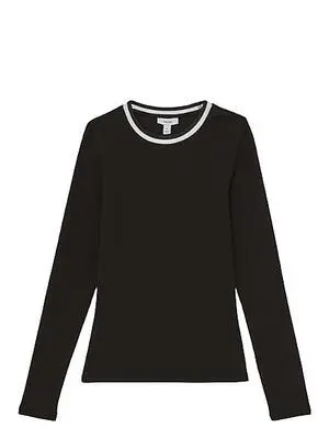 REISS Contrast-trim Ribbed Cotton T-shirt - Black White