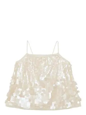 REISS Sequin-embellished Woven Cami - Cream