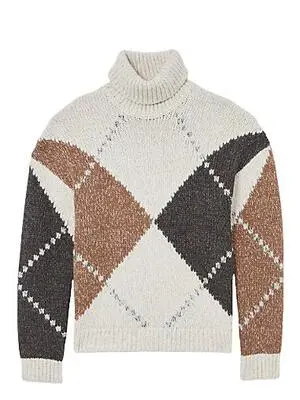 REISS Argyle-pattern Wool-blend Jumper - Camel Brown Multi