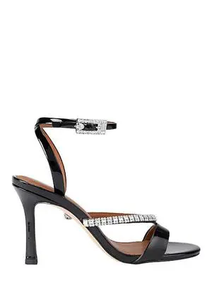 Kurt Geiger Crystal-embellished Patent-leather Heeled Sandals - Black