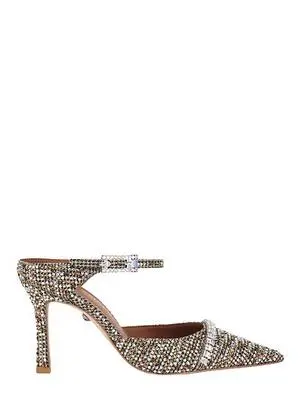 Kurt Geiger Strass Woven Heeled Mules - Beige Comb