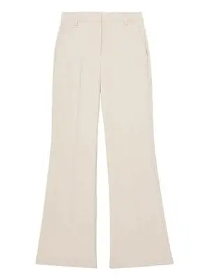 REISS Flared-leg Woven Trousers - Cream