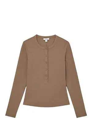 REISS Stretch-cotton Top - Chocolate Brown