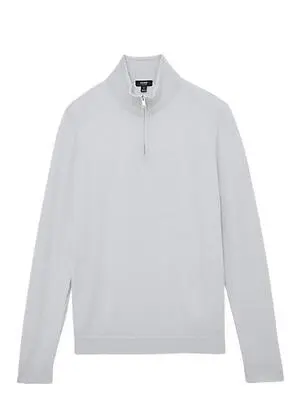 REISS Half-zip Wool Jumper - Frost Blue