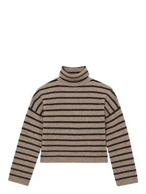 REISS Striped Wool-blend Jumper - Neutral Chocolate Brown