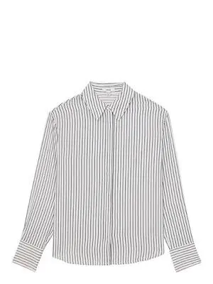 REISS Annika Striped Woven Blouse - Blue Ivory