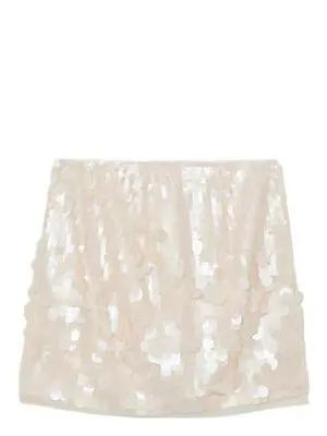 REISS Sequin-embellished Woven Mini Skirt - Cream
