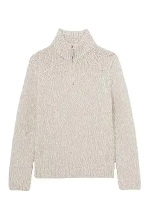 REISS Half-zip Knitted Jumper - Grey Marl