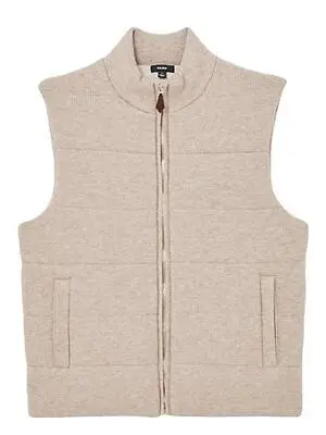 REISS Padded Woven Gilet - Oatmeal
