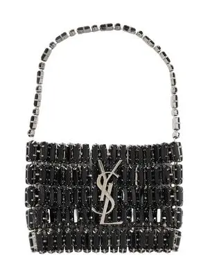 Saint Laurent Crystal Embellished Shoulder Bag - Black