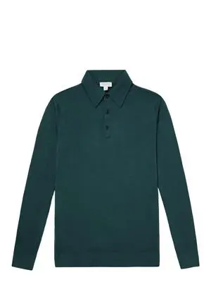 Sunspel Slim-fit Merino Wool Polo Shirt - Green
