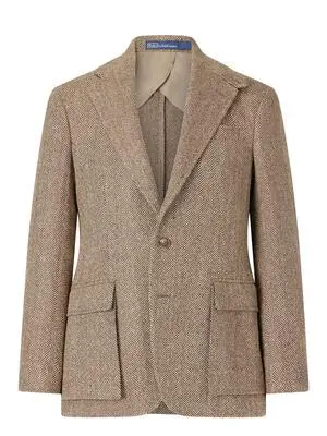 Polo Ralph Lauren Herringbone Linen, Silk And Wool-Blend Blazer Beige