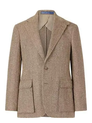 Polo Ralph Lauren Herringbone Linen, Silk And Wool-blend Blazer - Neutrals