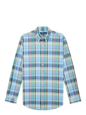 Polo Ralph Lauren Button-down Collar Logo-embroidered Checked Cotton Shirt - Blue