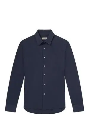 Canali Travel Slim-fit Cutaway-collar Stretch-cotton Jersey Shirt - Blue