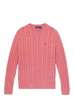 Polo Ralph Lauren Logo-embroidered Cable-knit Cotton Sweater - Pink
