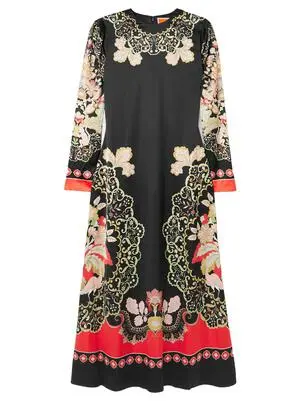 La DoubleJ Icon Clingy Swing Floral-print Maxi Dress - Black