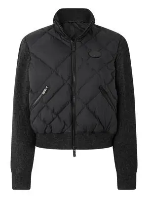 Burberry Ribbed Wool-blend Paneled Padded Shell Down Jacket - Black