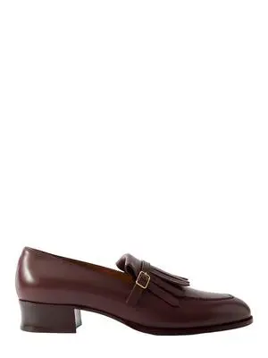 Loro Piana Pennan Fringed Leather Loafers - Burgundy