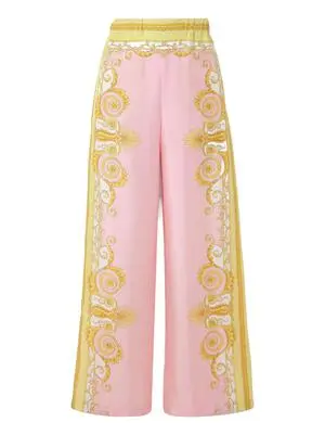 Versace Printed Silk-twill Wide-leg Pants - Pink