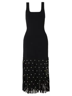 Simkhai Romelia Embellished Fringed Midi Dress - Black