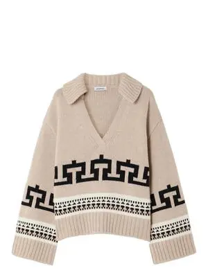 Simkhai O'reilly Intarsia Wool And Cashmere-blend Sweater - Neutrals