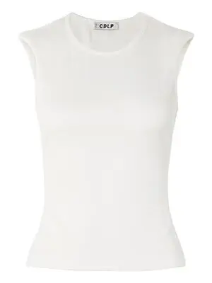 CDLP Ribbed Tencel Lyocell And Cotton-blend Jersey Tank - White