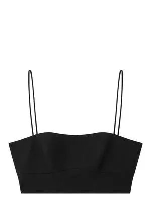 Gabriela Hearst Blazie Cropped Linen Top - Black