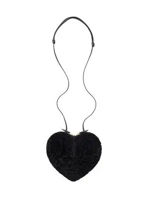 Alaïa Le Coeur Leather-trimmed Shearling Shoulder Bag - Black