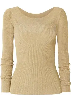 Stella McCartney Metallic Ribbed-knit Top - Gold