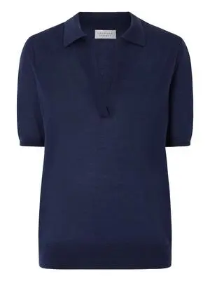 Gabriela Hearst Cashmere And Silk-blend Polo Shirt - Blue