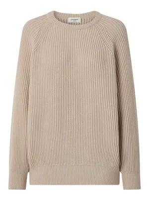 Saint Laurent Ribbed-knit Cotton Sweater - Neutrals