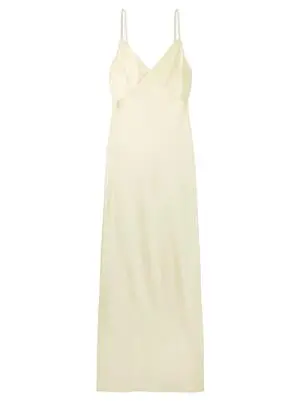THE ROW Barika Hammered-silk Midi Dress - Cream