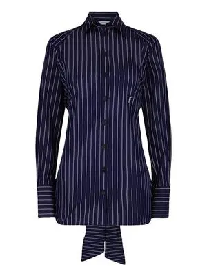 FERRAGAMO Pinstriped Tie-back Dress Shirt - Bone