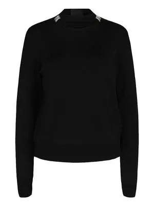 Givenchy Slim Crew Neck Sweater With Crystal Details - Black