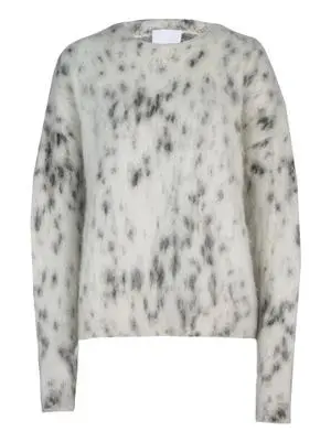 Givenchy Mohair Snow Leopard Print Cropped Sweater - Beige Black
