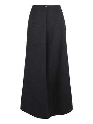 Givenchy Foldover Mid-rise Wool-blend Midi Skirt - Dark Grey