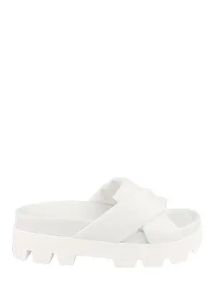 FERRAGAMO Air Lug Leather Slides - White
