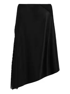 Givenchy Lace Insert Asymmetric Silk Midi Skirt - Black