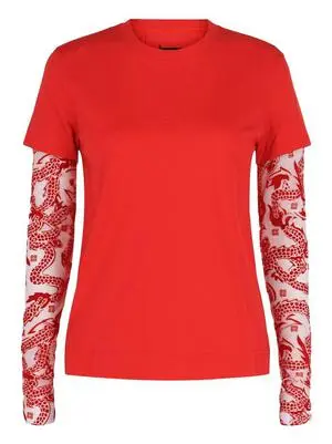 Givenchy Double Layer Long Sleeve T-shirt - Vermilion
