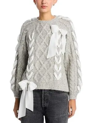 LoveShackFancy Kloss Pullover Sweater - Gery Melange