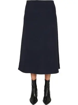 JIL SANDER Flared Wool Skirt - Blue