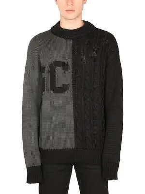 Gcds Sweater With Logo Inlay - Charcoal