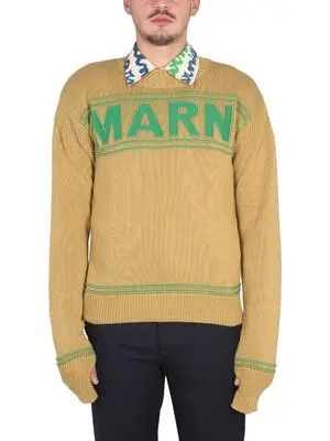 Marni Knit Sweatshirt With Logo - Yellow